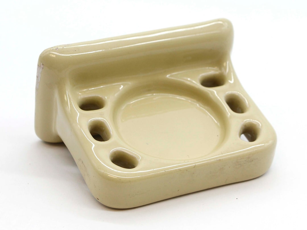Vintage Yellow Ceramic Wall Flush Mount 6 Toothbrush & Cup Holder - Etsy