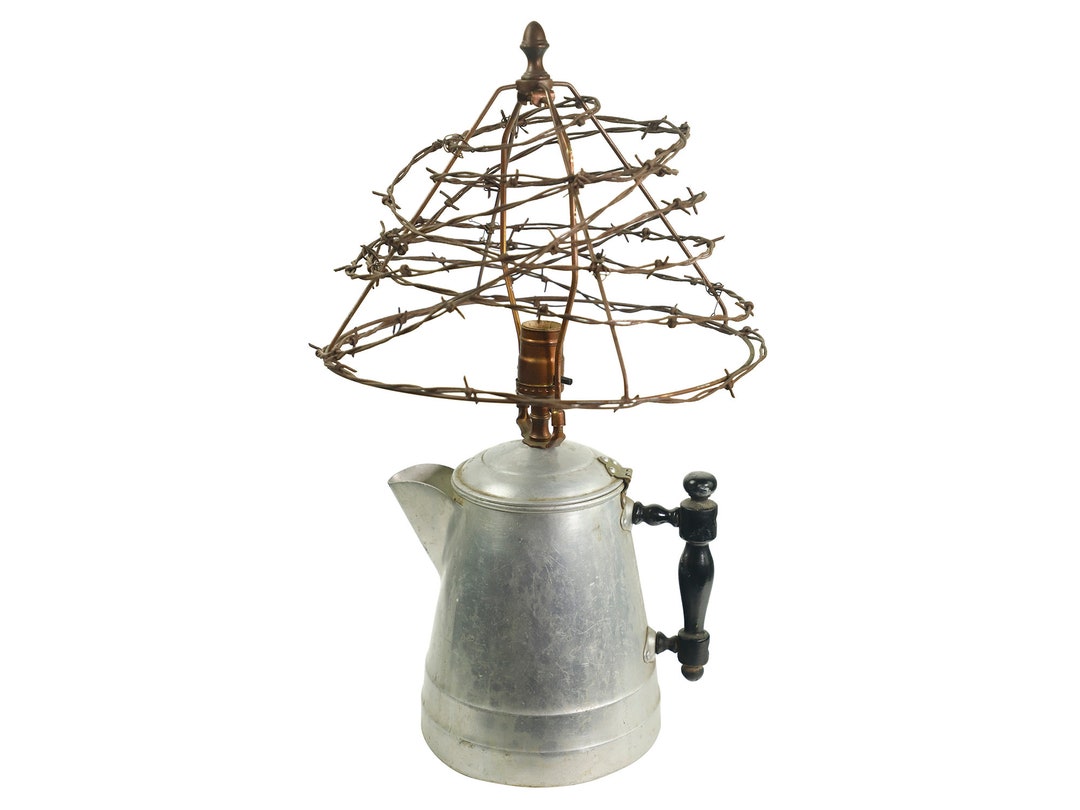 Eclectic Country Barbed Wire Kettle Table Lamp - Etsy