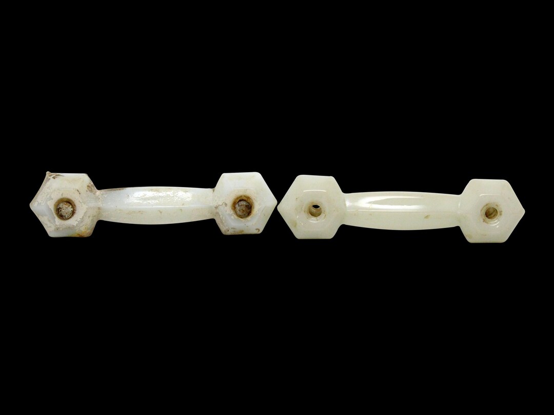 Pair of Milk Glass Drawer Bridge Drawer Pulls - Etsy
