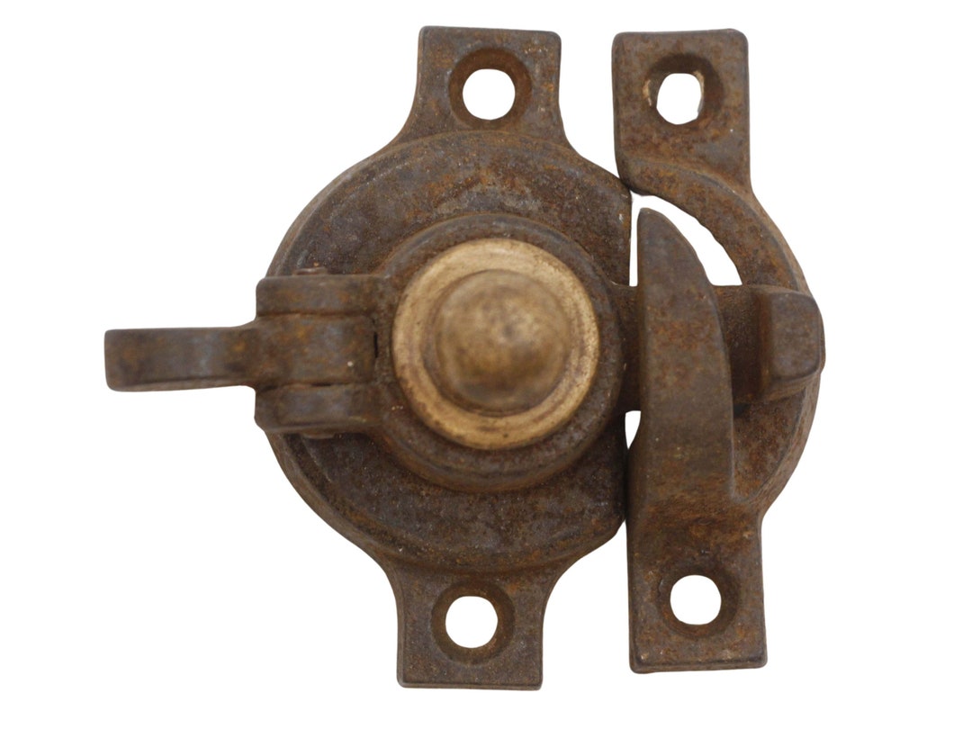 Antique Cast Iron Window Lock Latch With Brass Button - Etsy