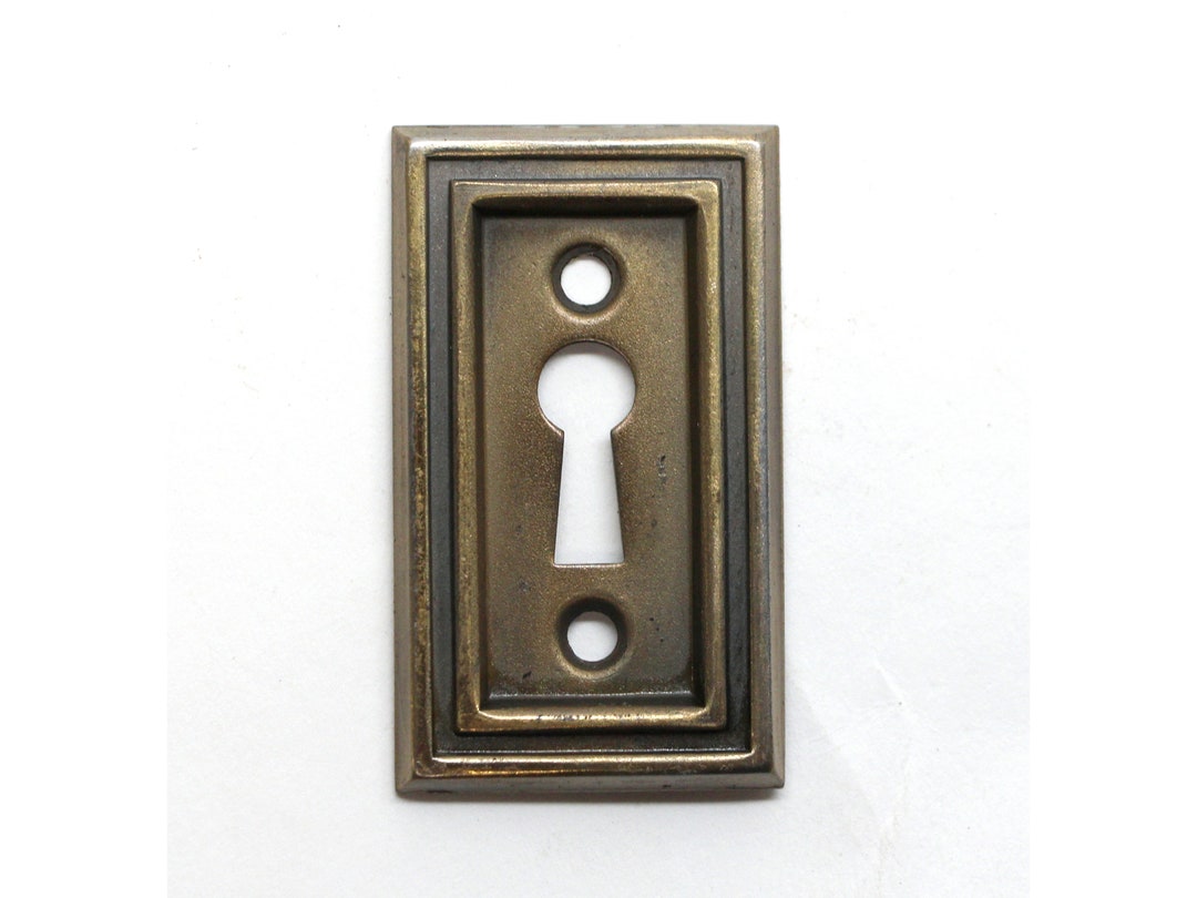 Vintage 2.125 In. Art Deco Brass Finish Steel Keyhole Cover Plate - Etsy