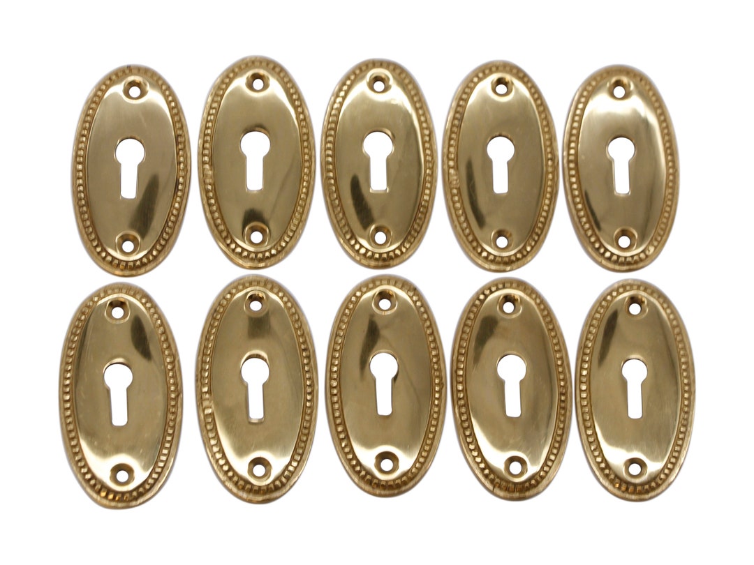 Set of 10 Olde New Solid Brass Oval Beaded Door Keyhole Covers - Etsy