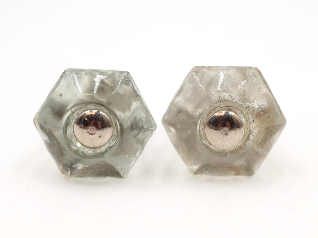 Pair of Antique 1 In. Hexagon Glass Cabinet Drawer Knobs - Etsy