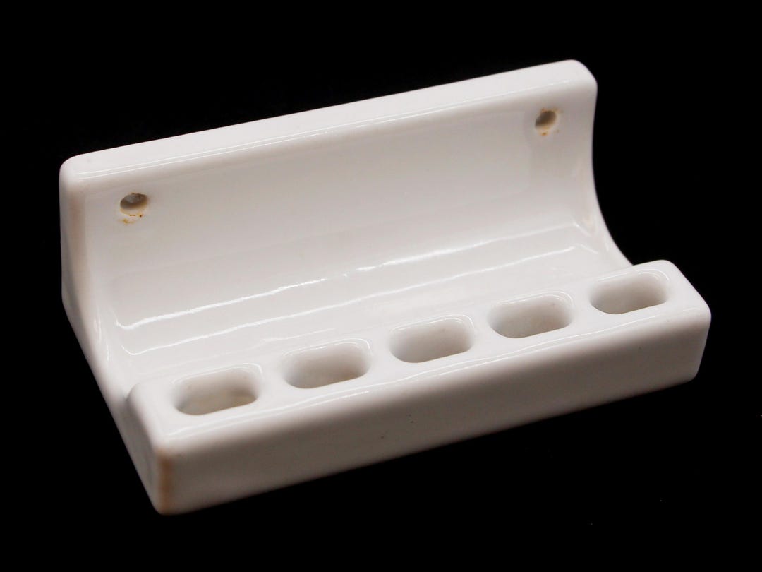 Vintage 4.5 In. White Ceramic Wall Mount Toothbrush Holder - Etsy