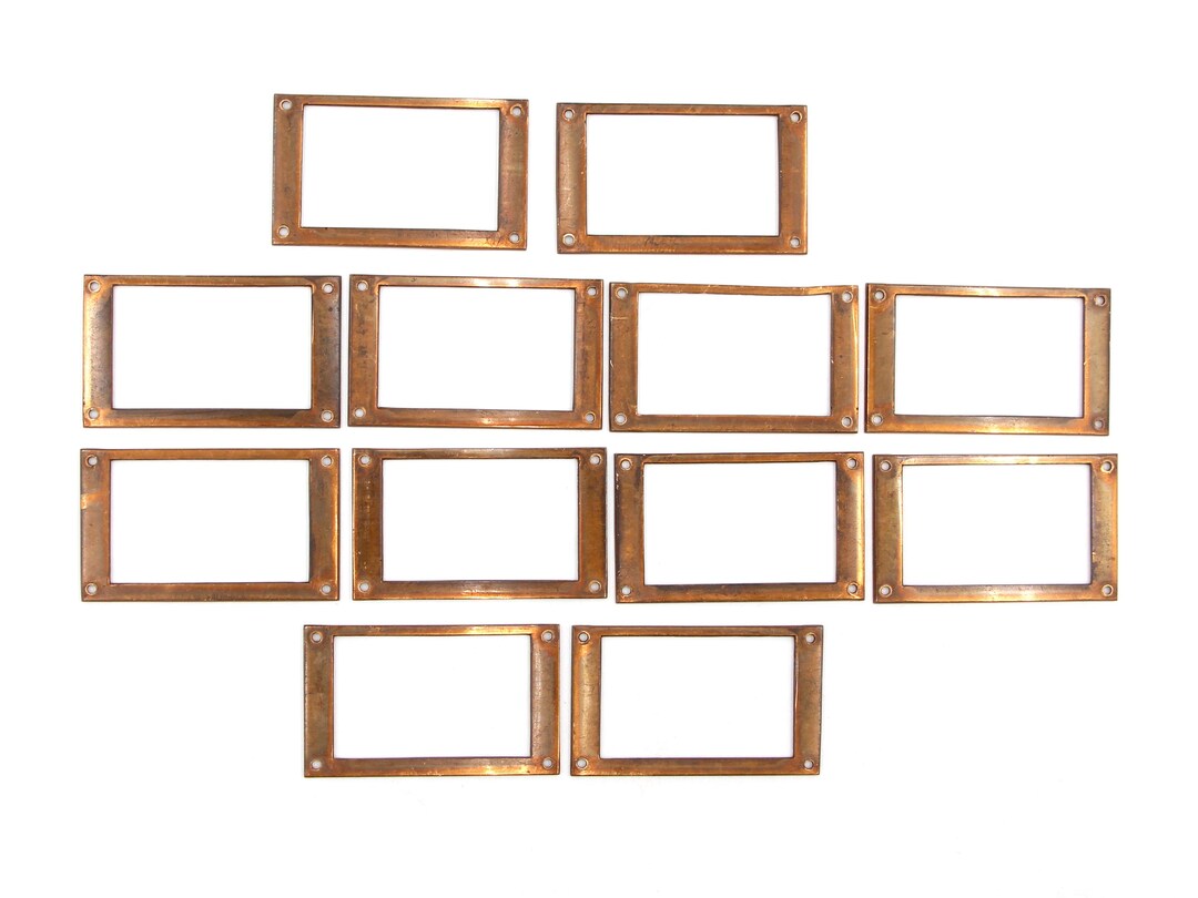 Set of 12 Old New Brass Drawer Label Holders - Etsy