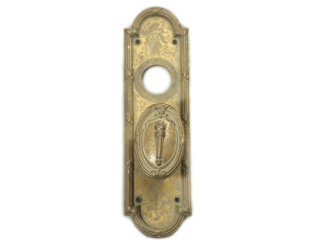 Antique Yale Bronze Oval Torch Knob & Back Plate - Etsy