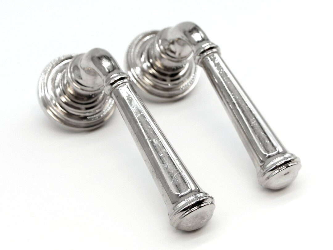 Pair of Vintage Modern Chrome Fixed Lever Door Knob Set - Etsy
