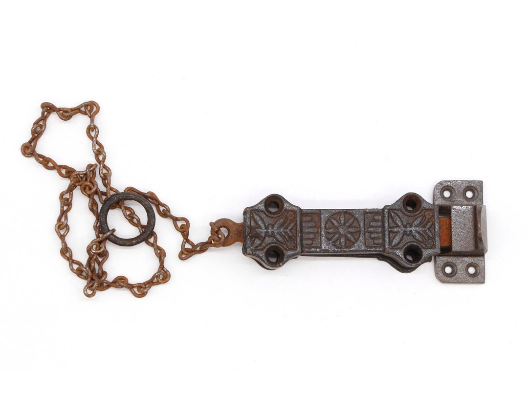 Victorian Cast Iron Spring Loaded Surface Door Bolt With Chain - Etsy
