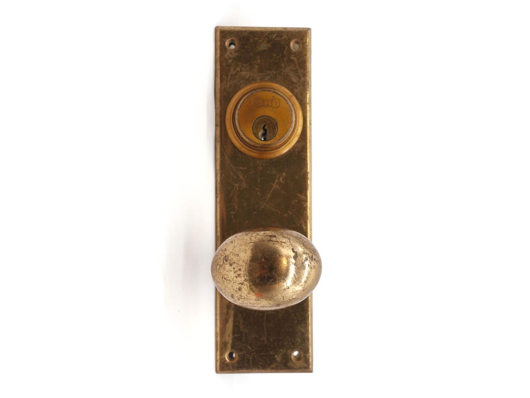 Getty Lock Oval Brass Lever Door Knob & Back Plate Set - Etsy