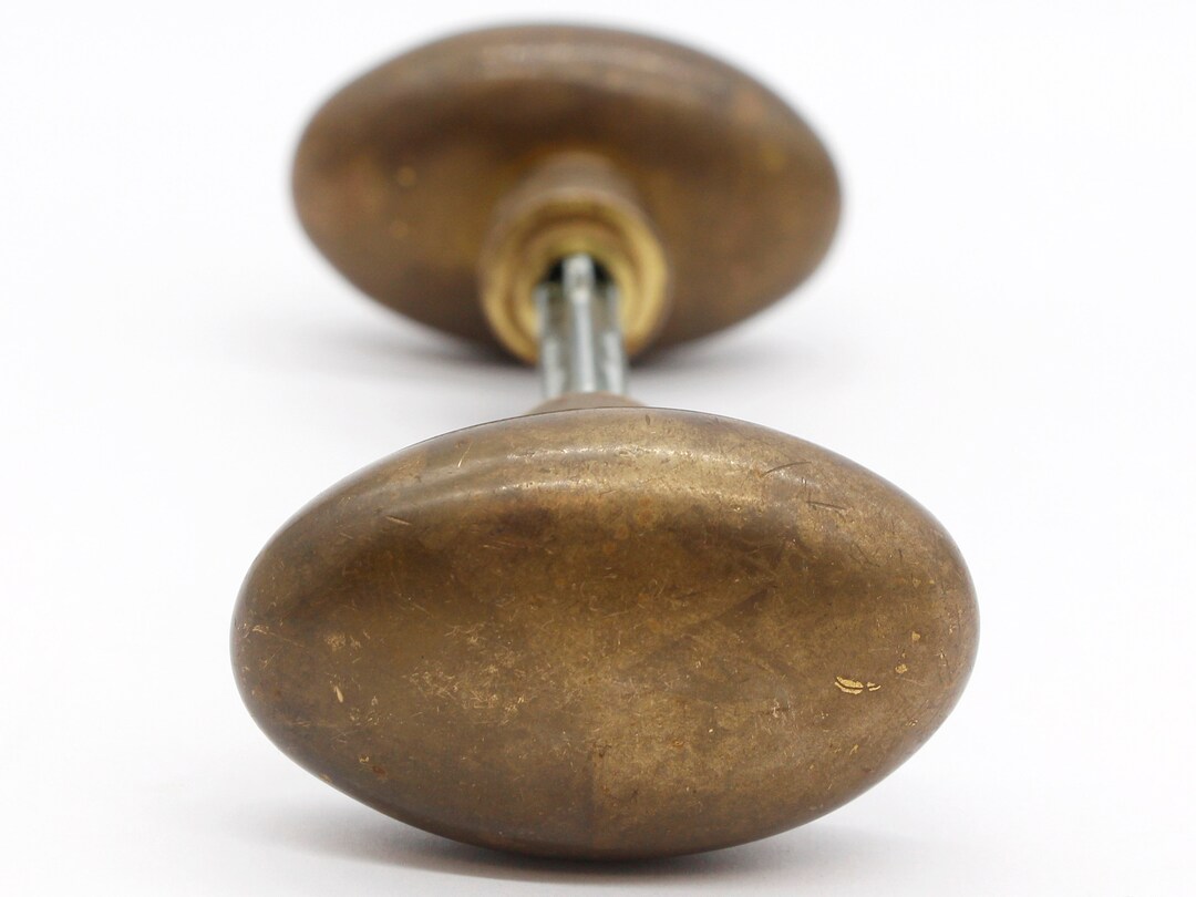 Pair of Dark Patina Brass Vintage Oval Door Knobs - Etsy