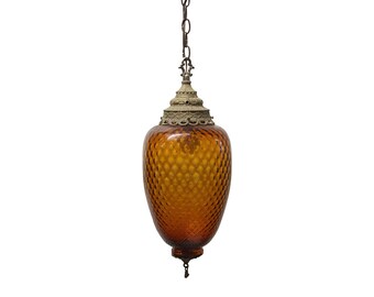 Vintage Amber Pendant Light - Etsy
