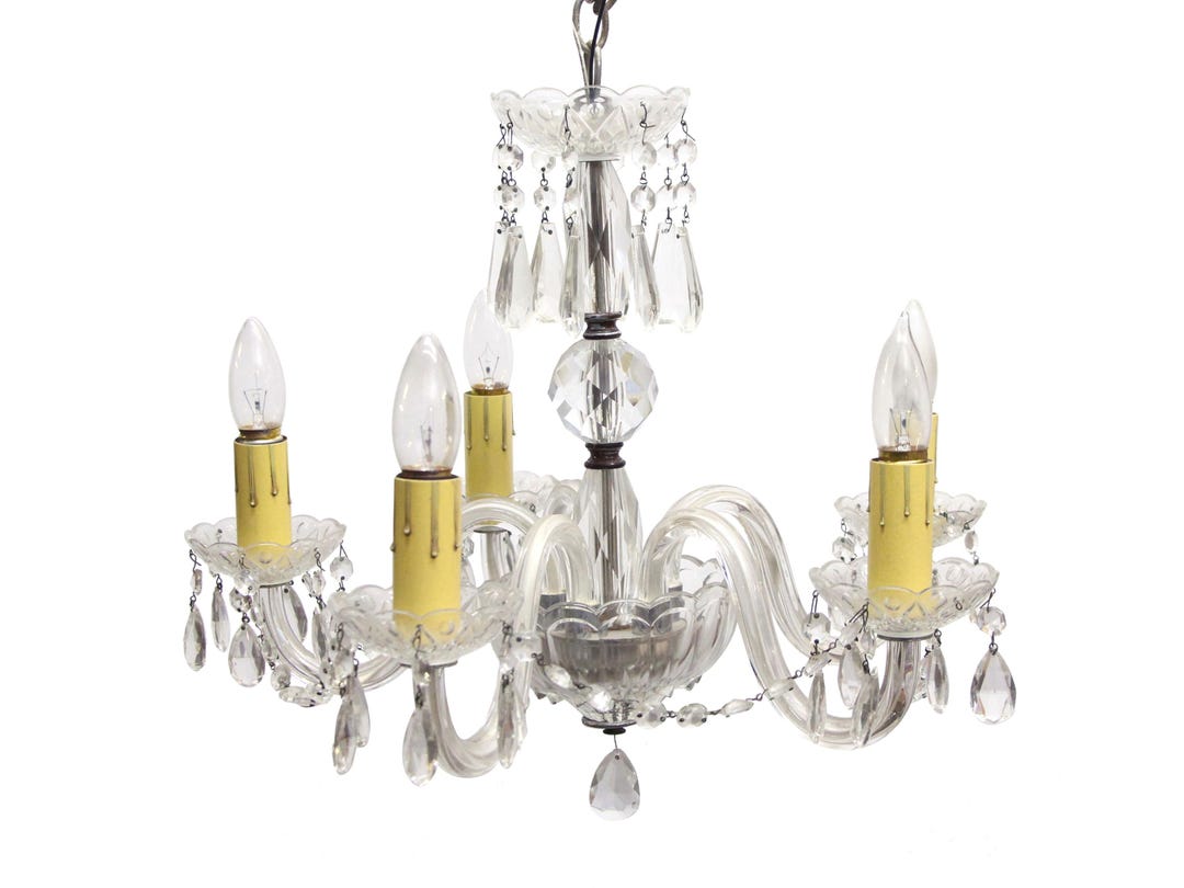 Traditional Cut Glass 5 Arm Chandelier - Etsy