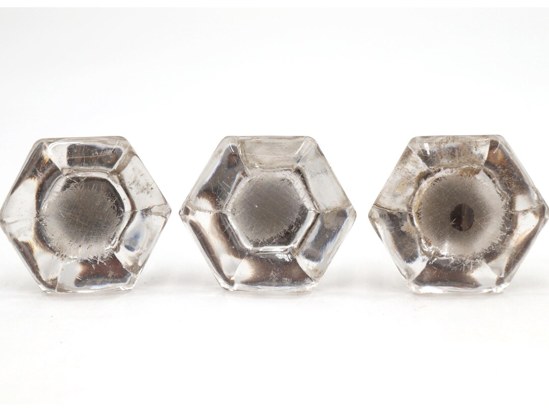Set of Vintage 2 In. Hexagon Glass Cabinet Drawer Knobs - Etsy
