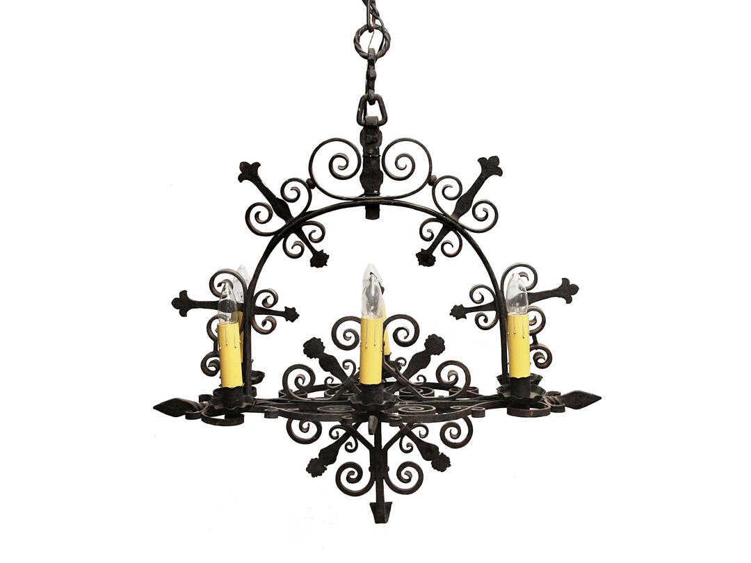 Antique Colonial Forged Iron 6 Light Chandelier - Etsy