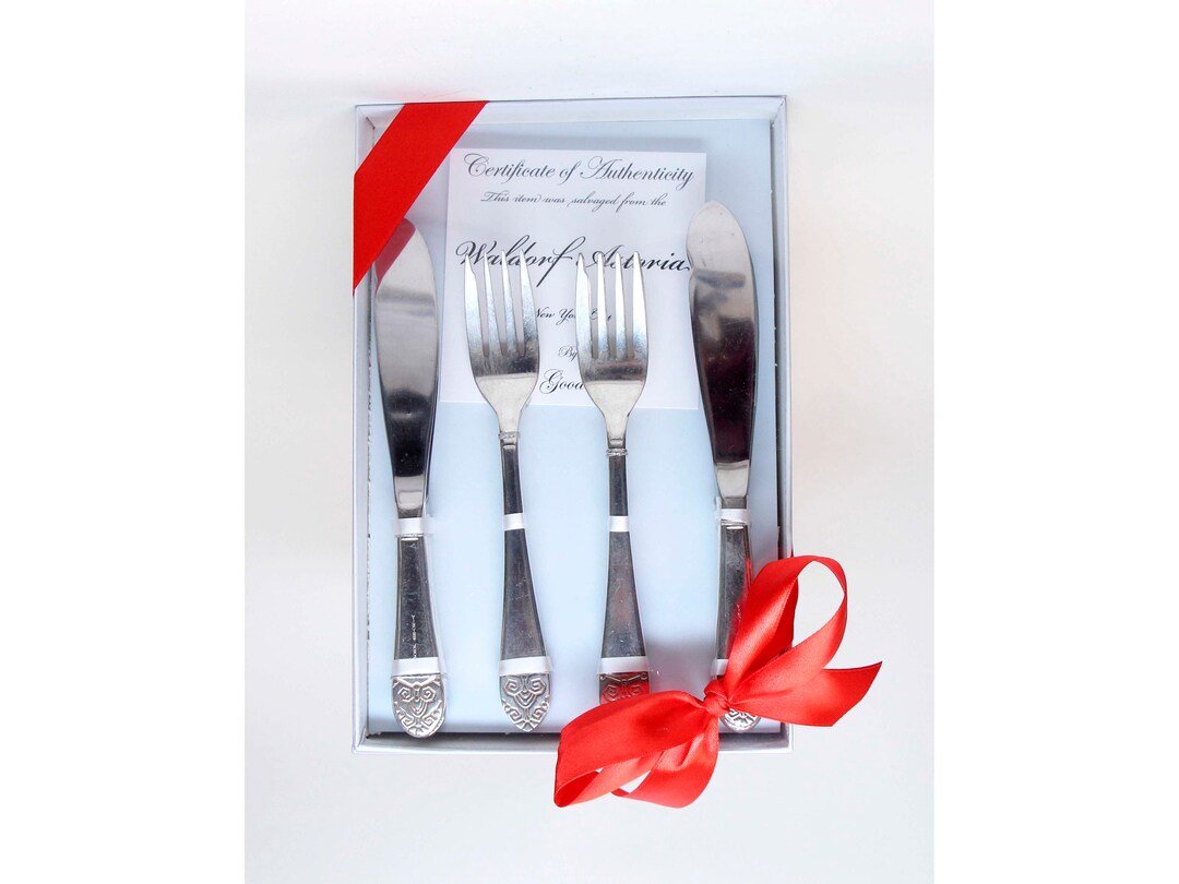 Waldorf Astoria Art Deco Fish Fork & Knife Flatware Gift Set - Etsy