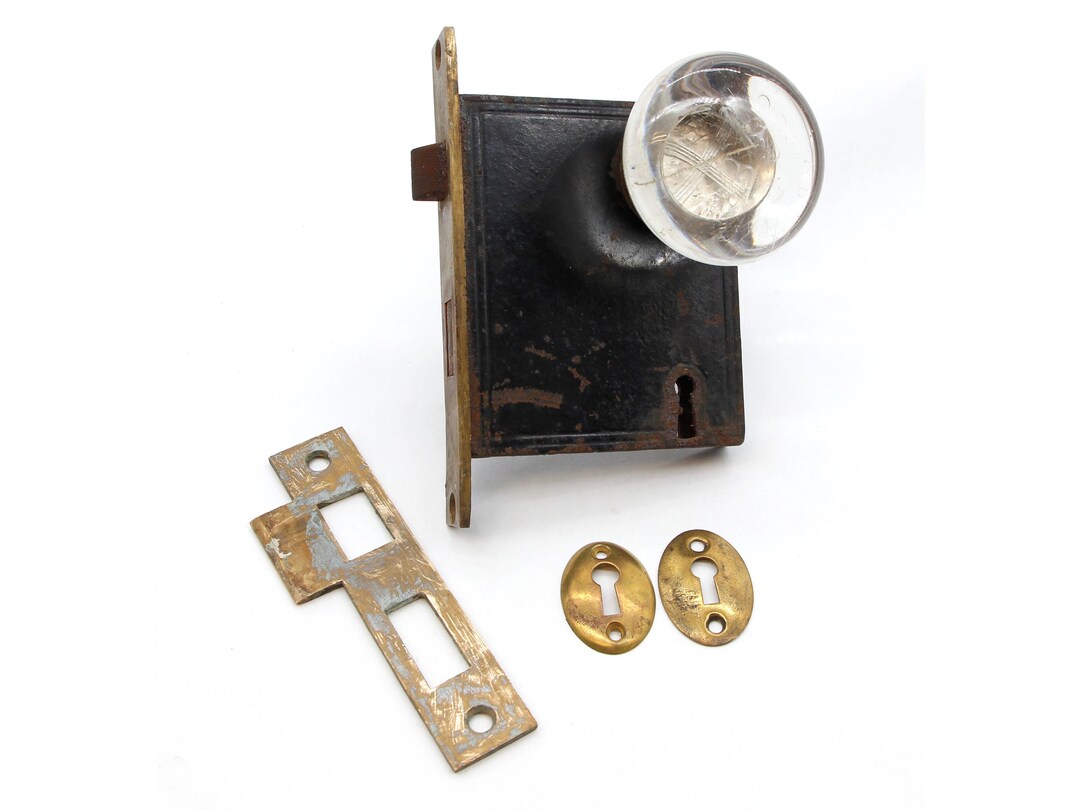 Antique Clear Glass Criss Cross Passage Door Knob Set - Etsy