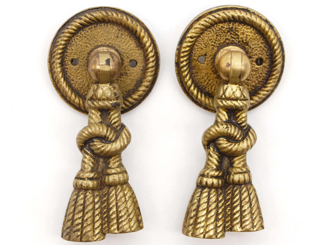 Pair of Vintage Brass Rope Tassel Drawer Pulls - Etsy