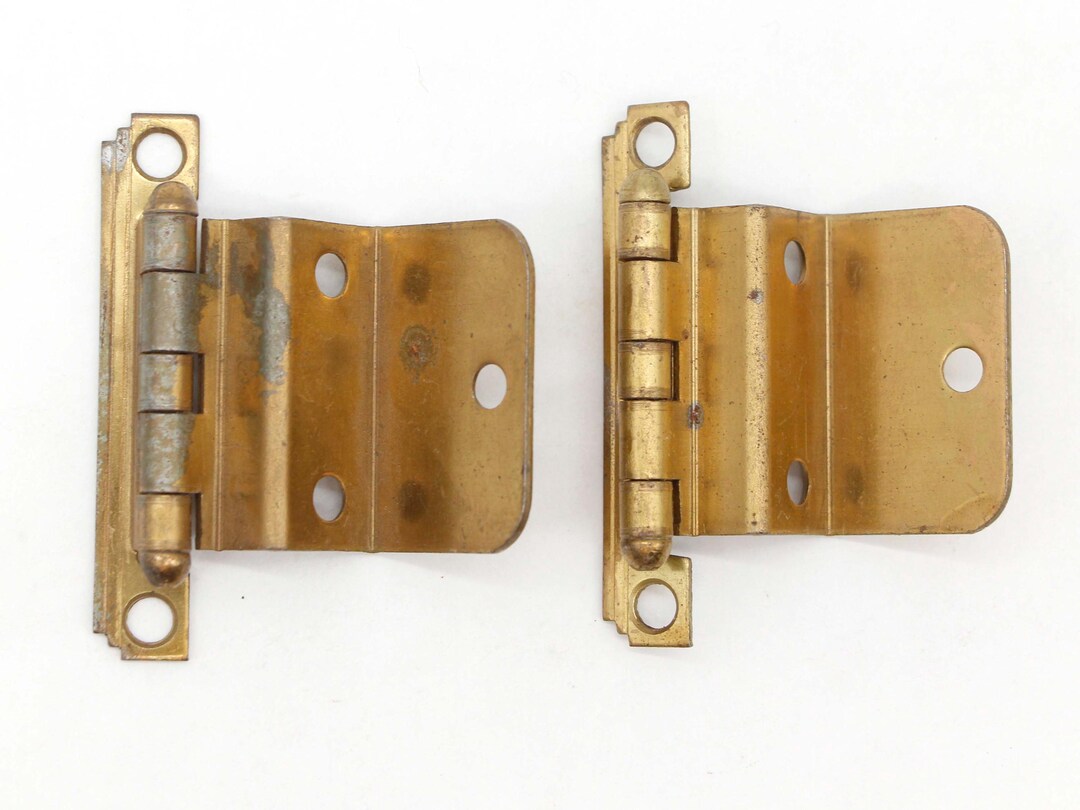 Pair of Art Deco Brass Plated Steel Semi Concealed Cabinet Hinges - Etsy