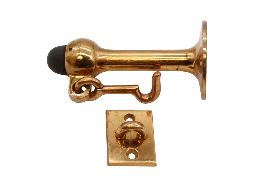 Commercial Polished Brass Wall Mount Latch Door Stopper - Etsy