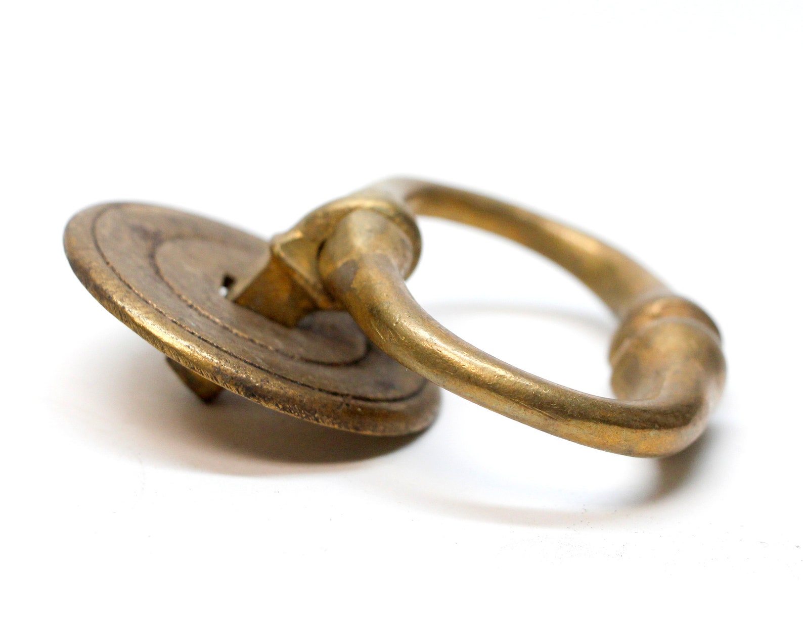 Traditional Brass Drawer Ring Pull With Rosette - Etsy