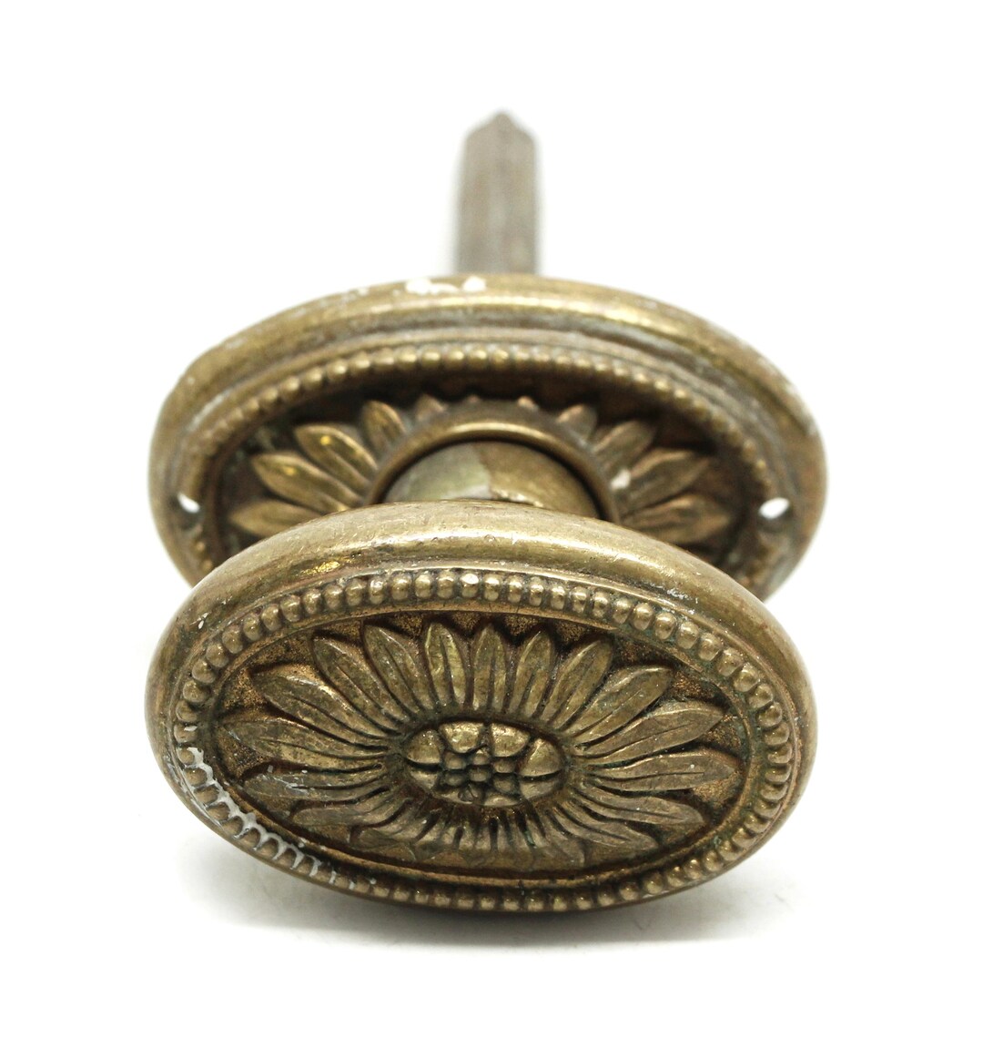 Antique Floral Oval Bronze Entry Door Knob Set - Etsy