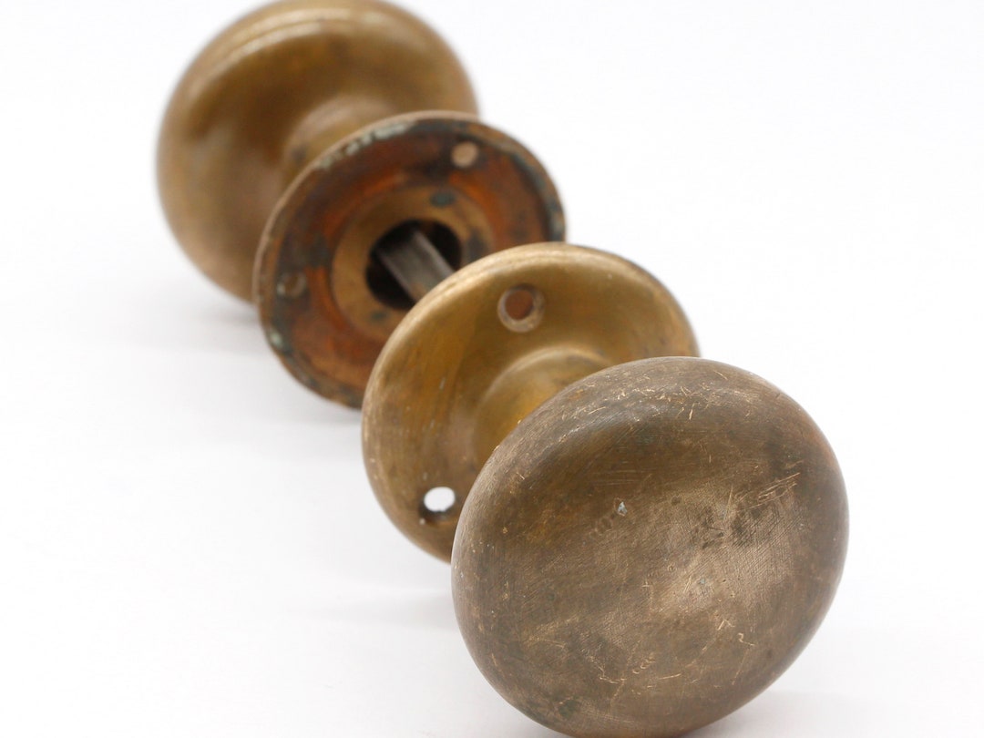 Antique Patina Round Brass Door Knob Set - Etsy