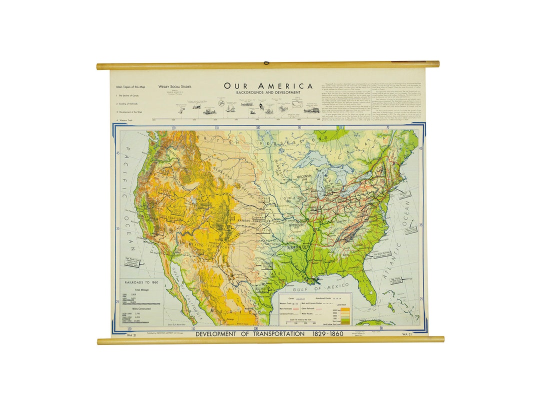 1957 Our America Background and Development Canvas Roll up Map - Etsy