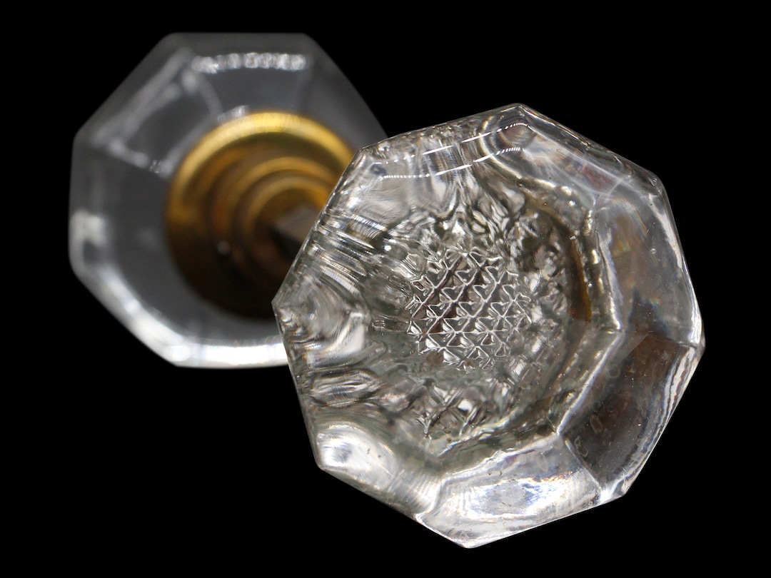 Antique Glass Octagon Mercury Basket Weave Door Knobs - Etsy