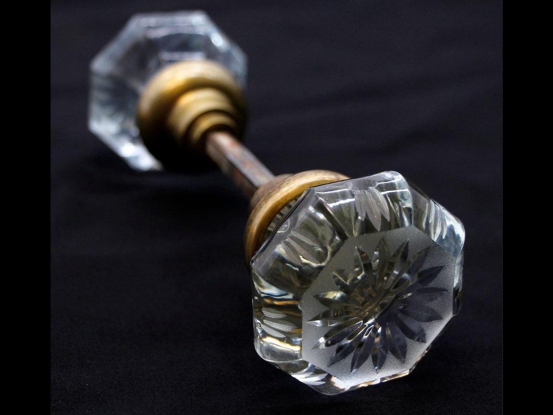 Pair of Antique Clear Etched Floral Glass Door Knobs - Etsy