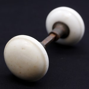 Pair of White Ceramic Door Knobs With Cast Iron Shanks - Etsy