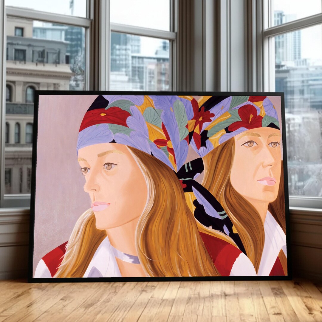 Modern Portrait Dual Faces Canvas, Floral Headscarf Wall Art, Alex Katz ...