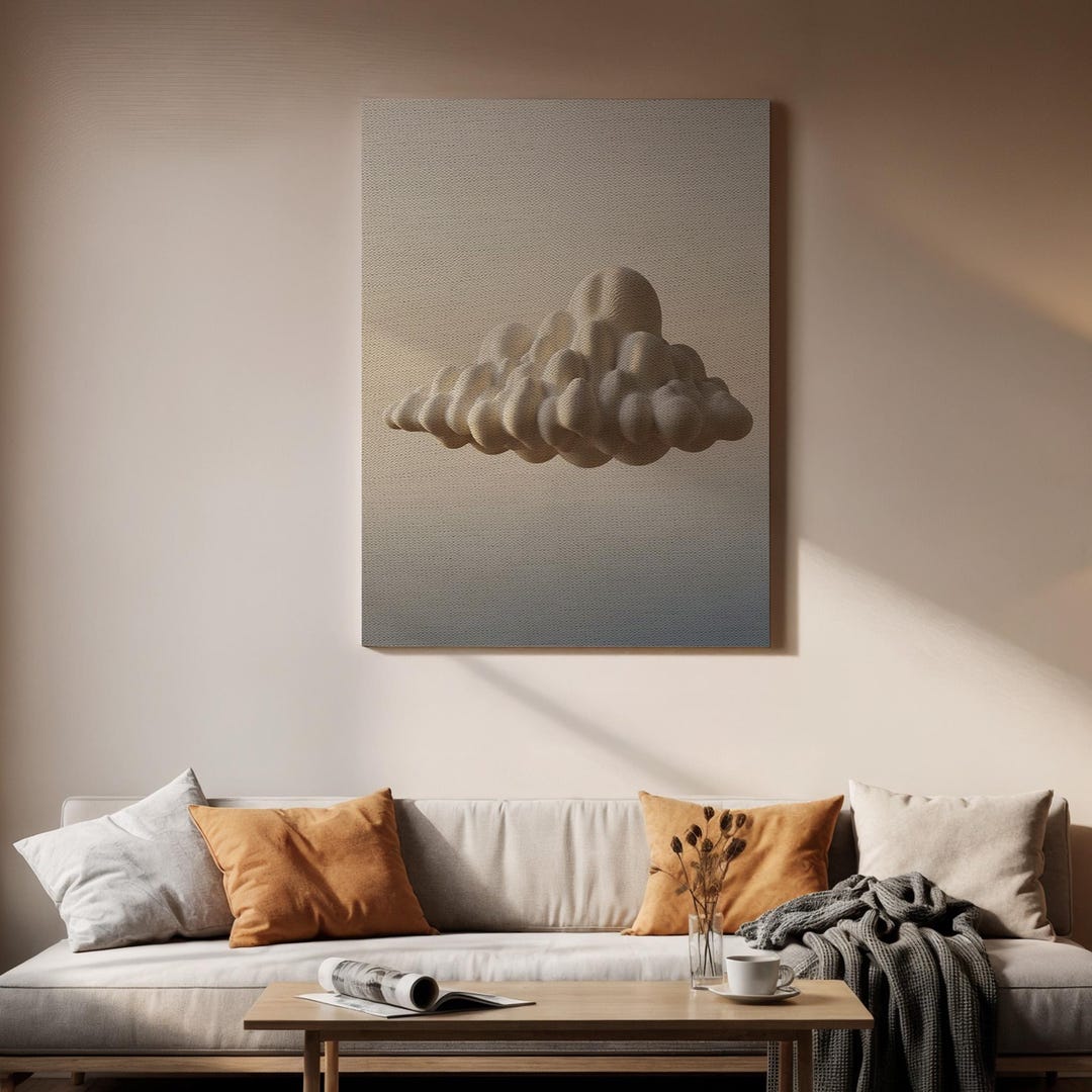 Minimal Cloud Canvas Art, Abstract Sky Wall Decor, Neutral Modern Art ...