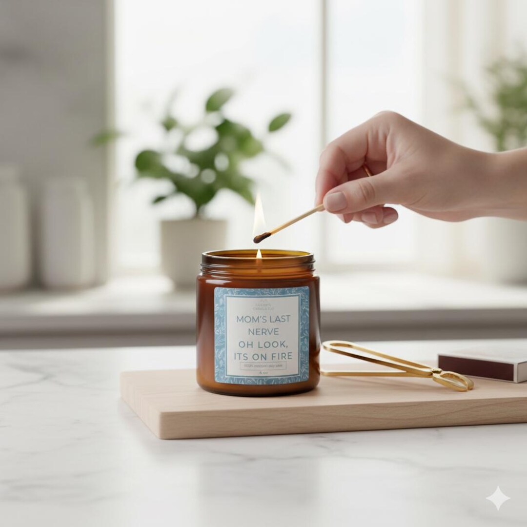 Mom's Last Nerve Oh Look It's on Fire Candle | Amber Jar Soy Candle - Etsy