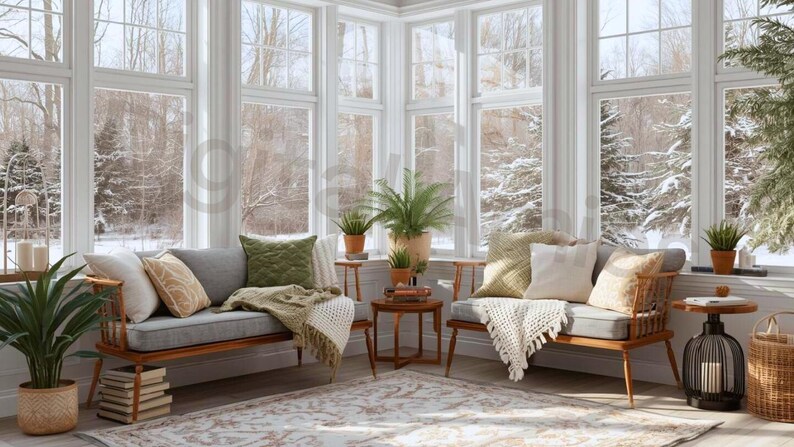 Virtual Background / Zoom Background, January Feels, Green Accents - Etsy