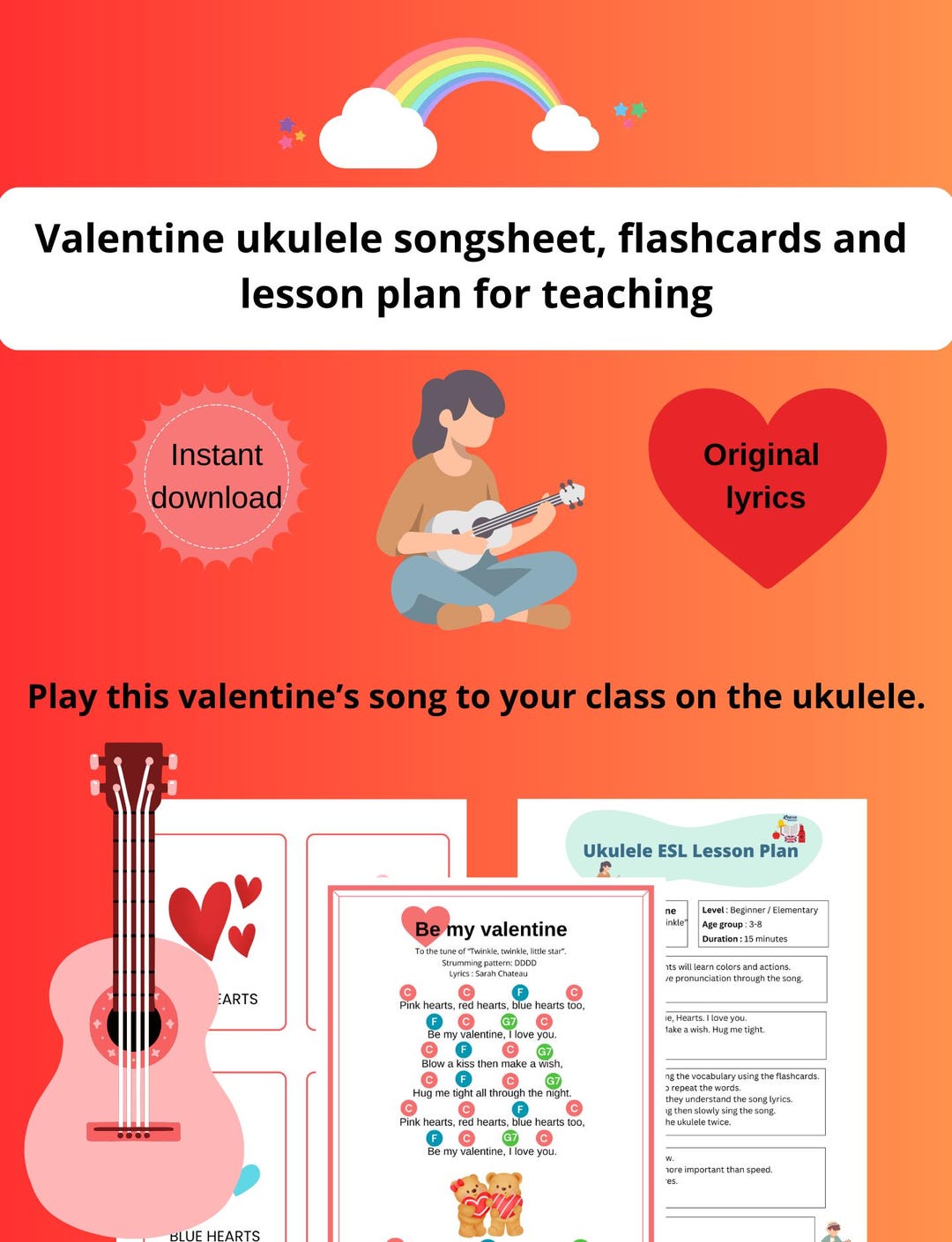 Valentine Ukulele Song – ESL Lesson Plan, Flashcards (printable Music ...