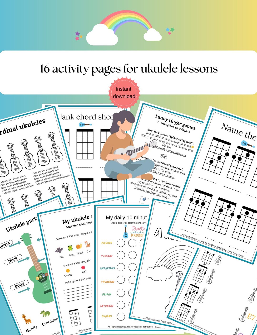 Ukulele for Kids - Digital Worksheet Downloads for Children and ...