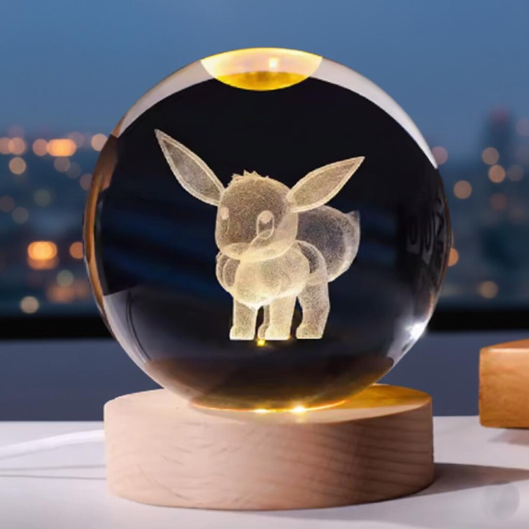 3D Crystal Pokéball Lamp, Pokémon Gift, Glowing Crystal Ball, Anime ...