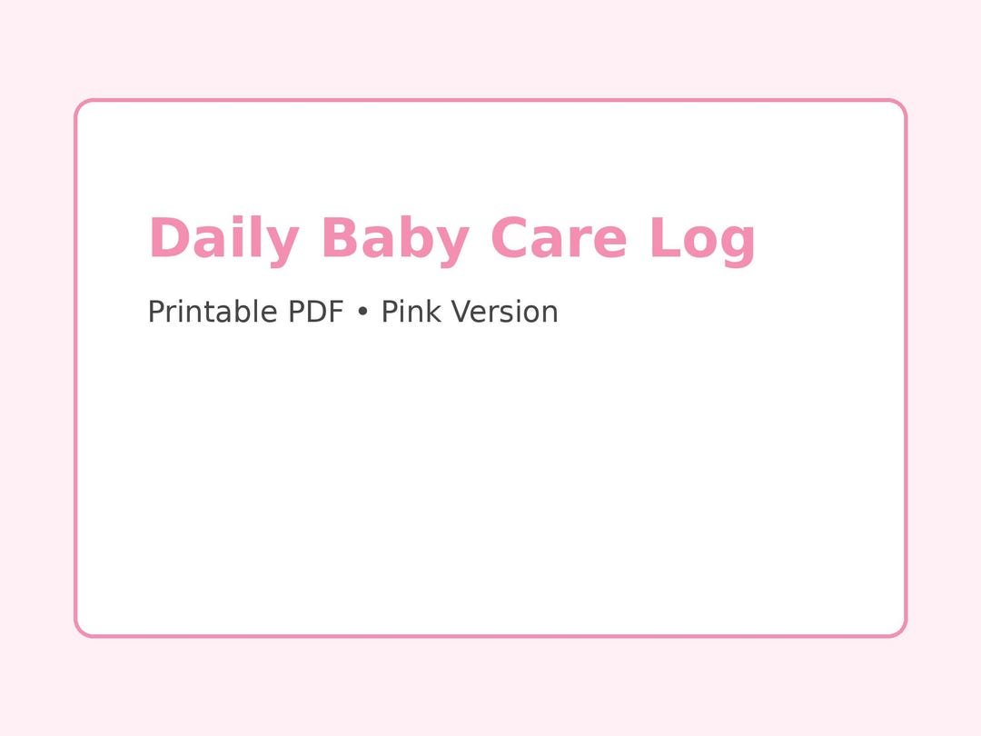 Daily Baby Care Log Printable – Pink Baby Tracker | Feeding, Diaper ...