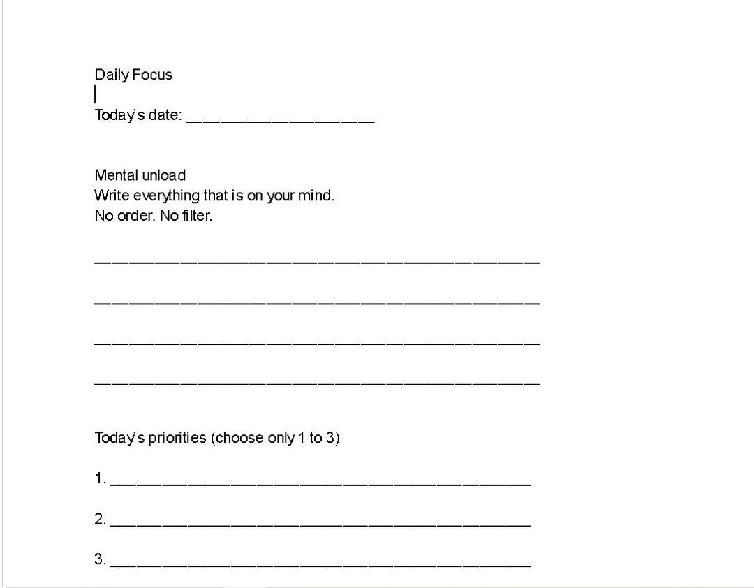 Stop Feeling Overwhelmed – Daily Focus Planner Printable | Simple Mind ...