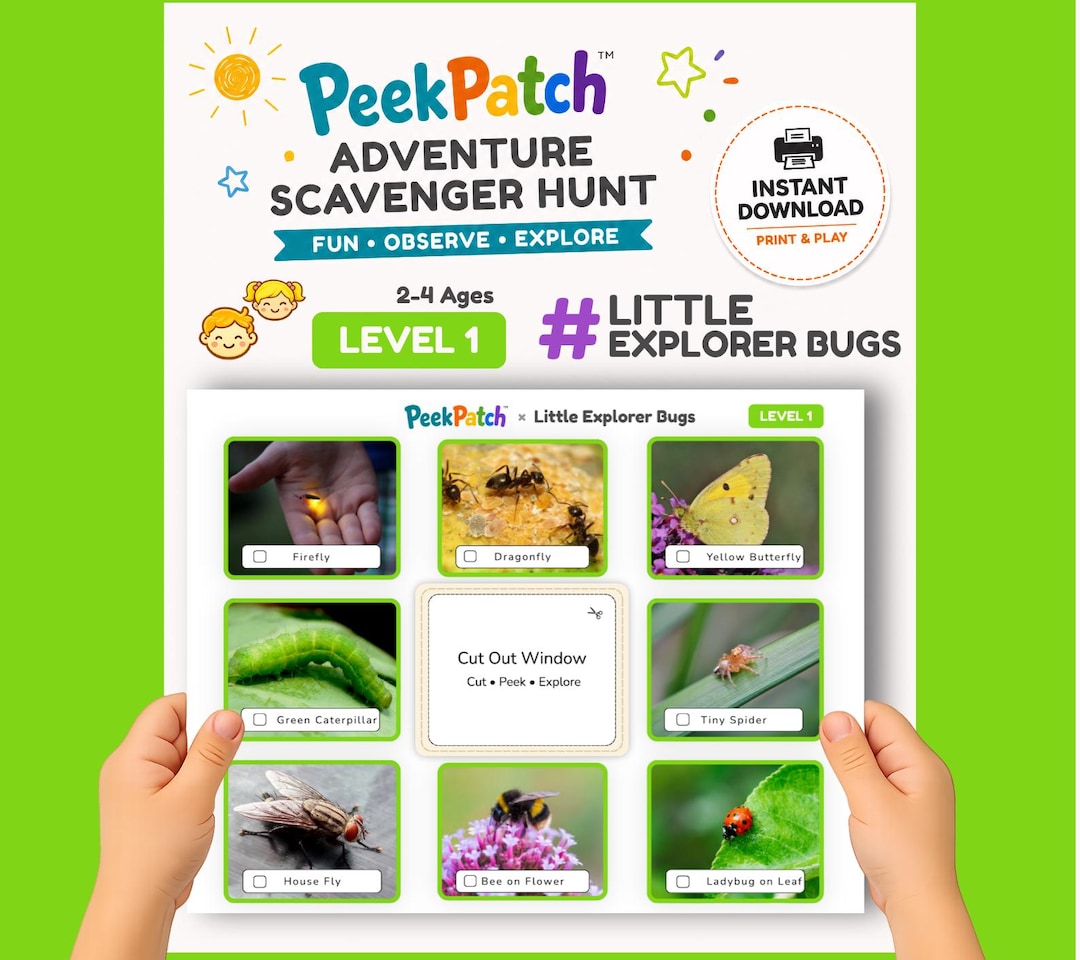 Printable Bug Scavenger Hunt for Kids – Little Explorer Bugs Level 1 ...