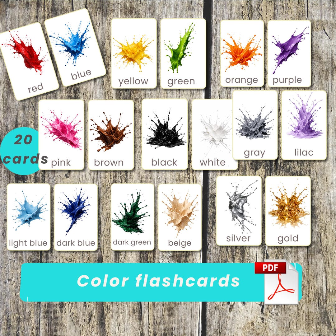 Colors Flashcards Printable Montessori ESL Color Cards Toddlers ...