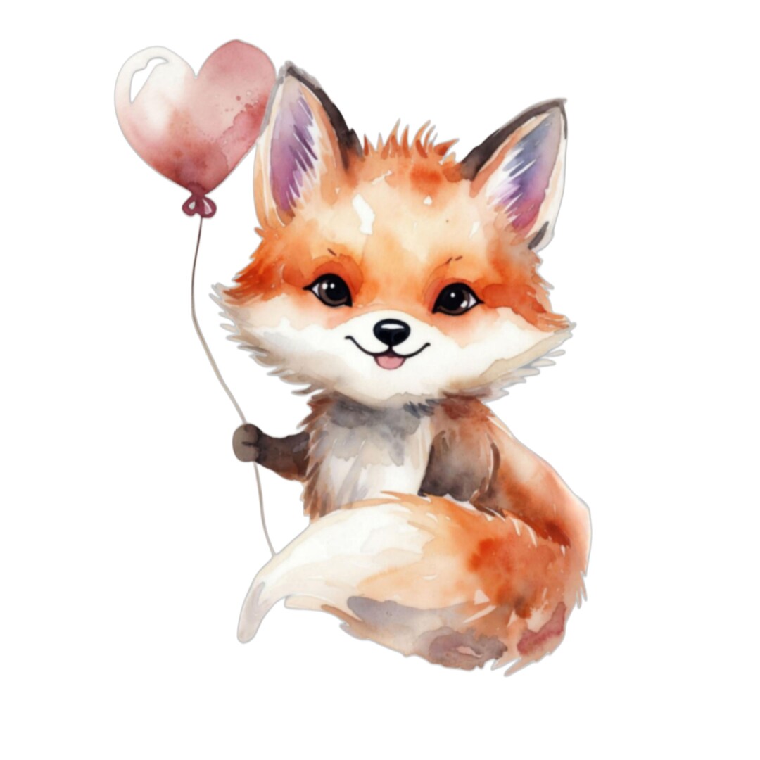Cute Fox Clipart Set, Printable Watercolor Fox, 11 High Quality PNG ...