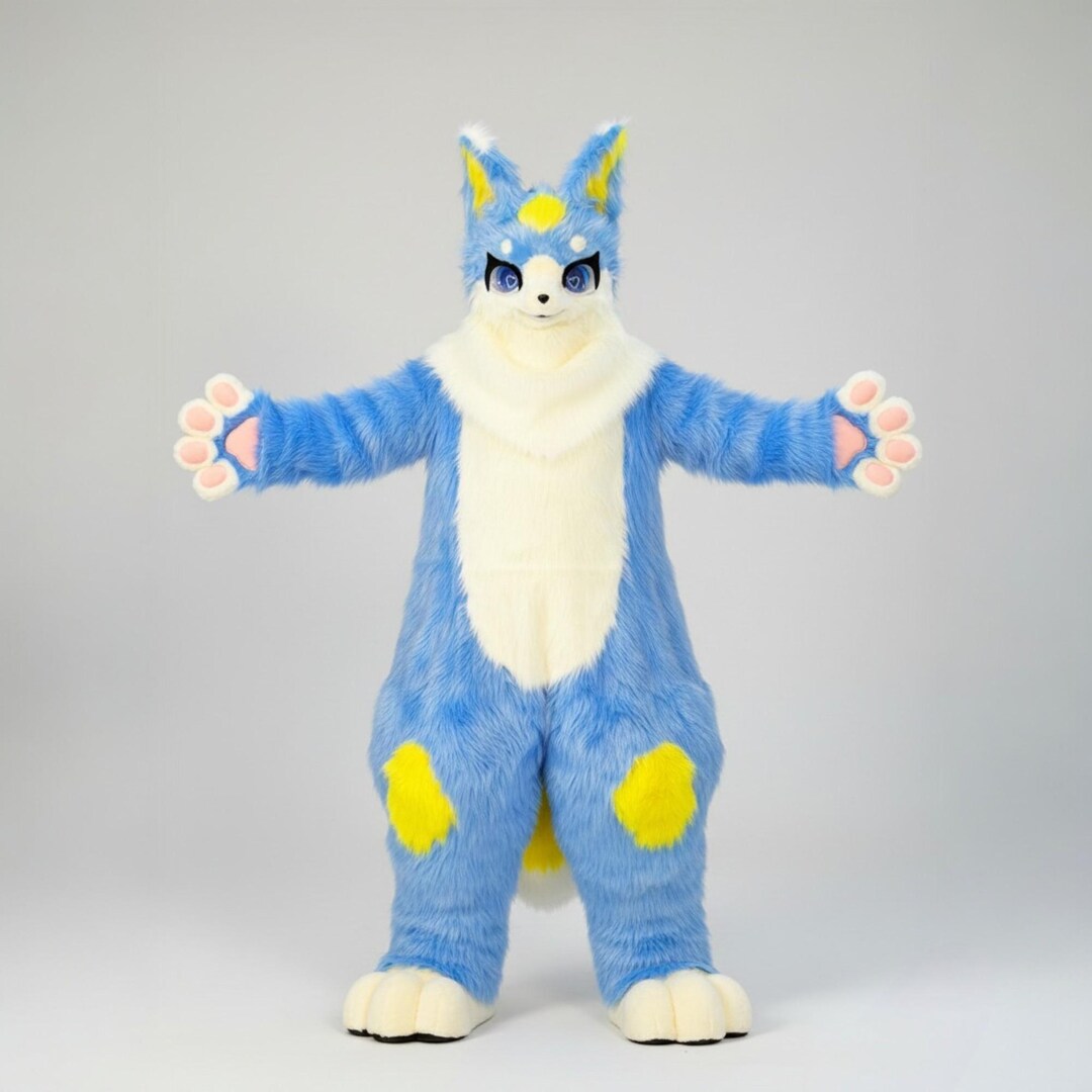 Blue Fox Fursuit Mascot Costume – Plush Anthropomorphic Suit With Paw ...