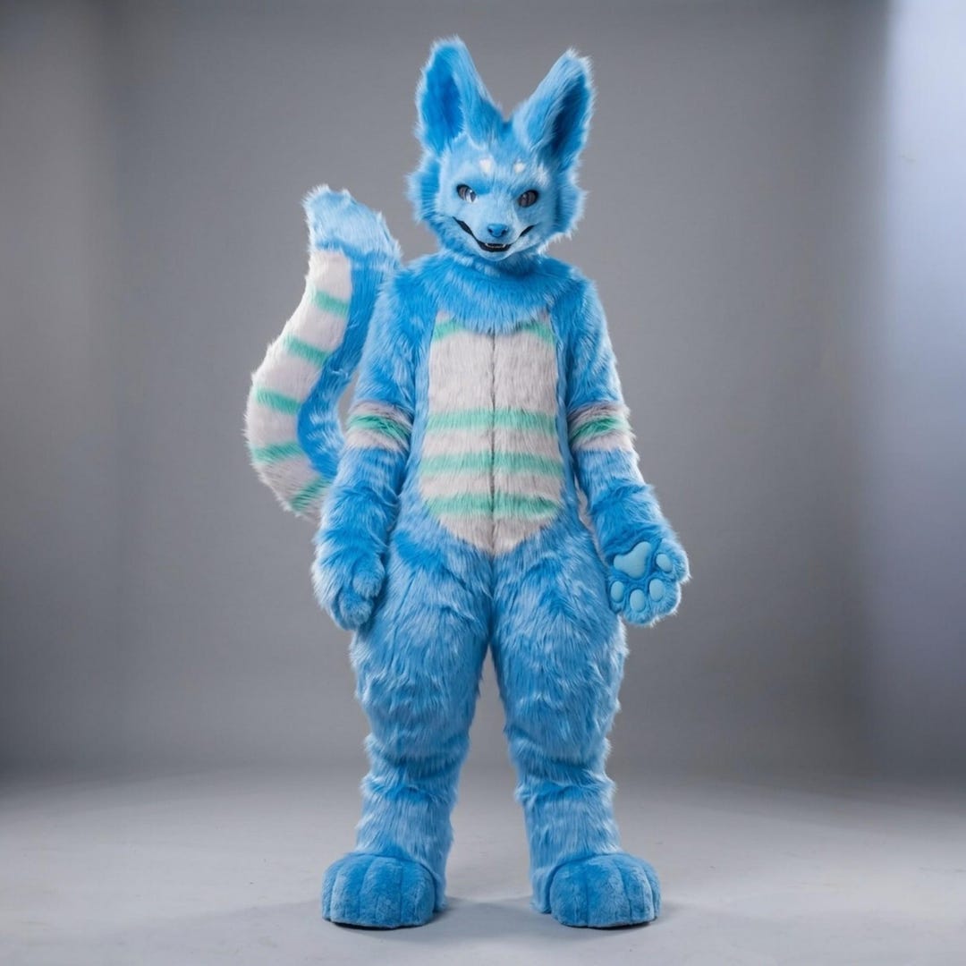 Blue Fox Fursuit Full Body Costume, Anthropomorphic Character Cosplay ...