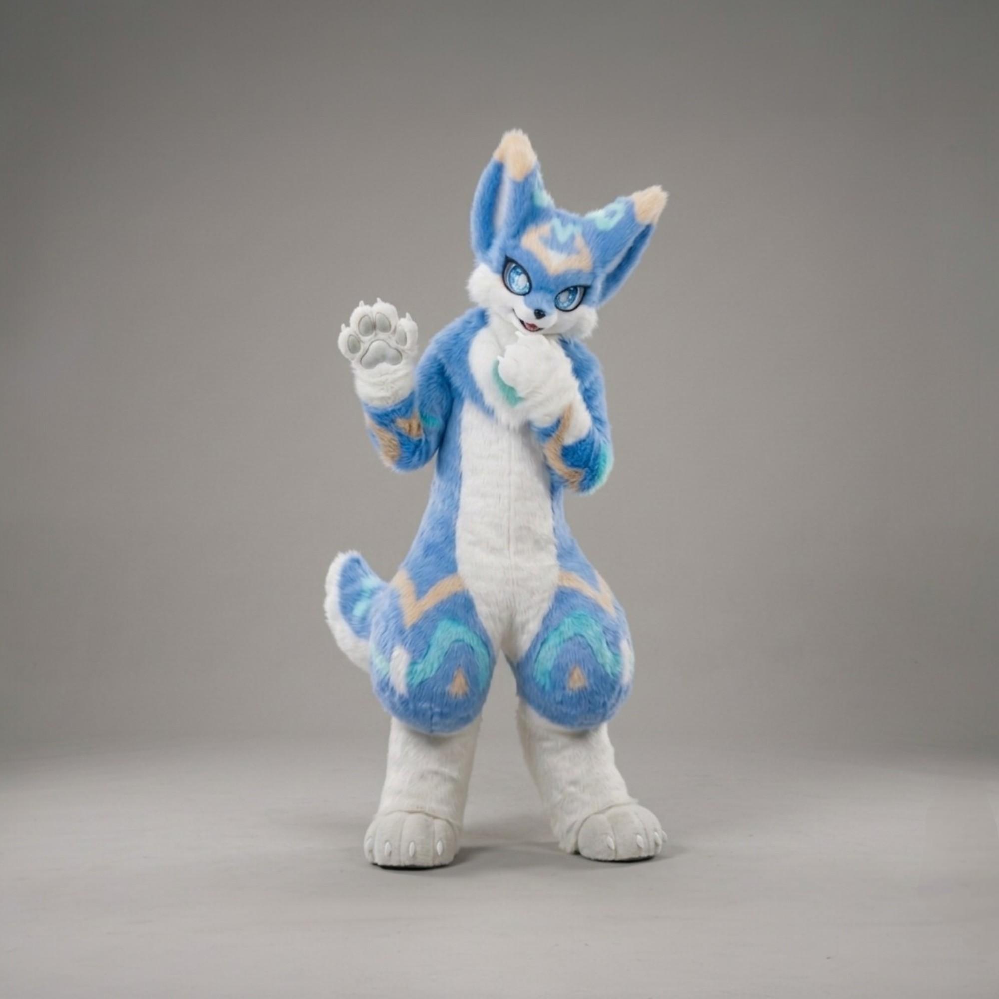 Blue White Fox Fursuit Costume: Full Body Plush Anthropomorphic Cosplay ...