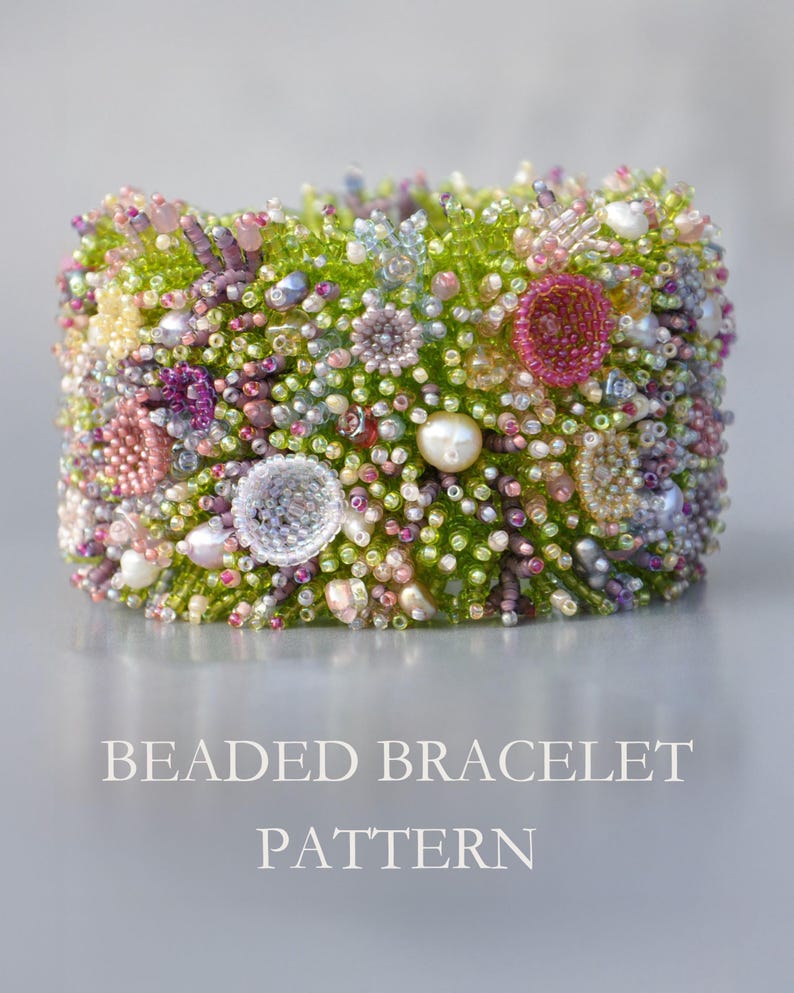 Seed Bead Bracelet Tutorial • Floral Cuff Pattern • Bead Embroidery ...