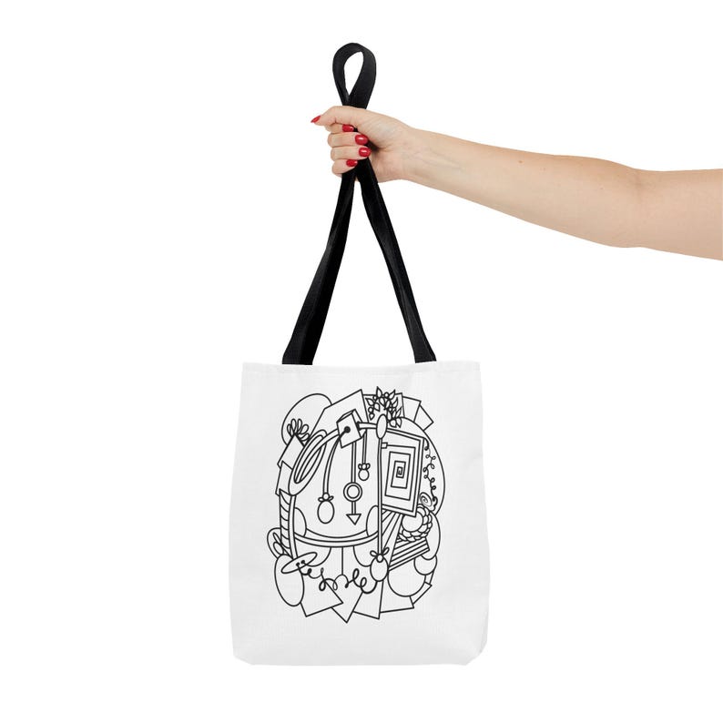Minimalist Line Drawing Color Your Own Tote Bag Whimsical Outline ...