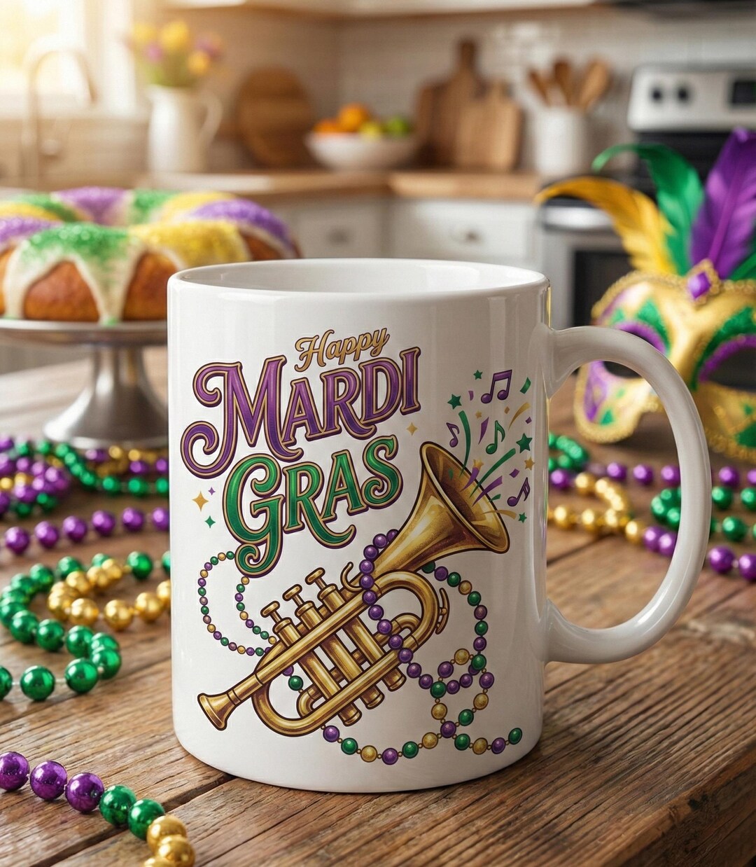 Happy Mardi Gras Mug PNG | Jazz Trumpet Sublimation Design | New ...