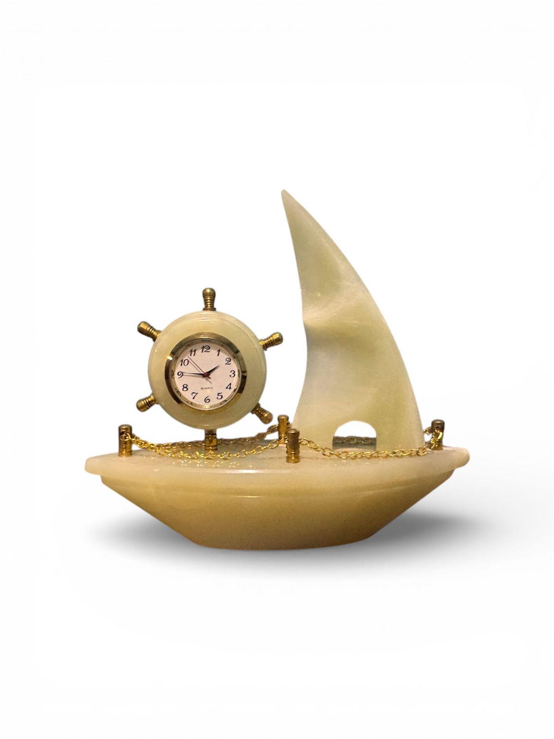 Handcrafted Onyx Marble Sailboat Clock – Timeless Nautical Elegance - Etsy