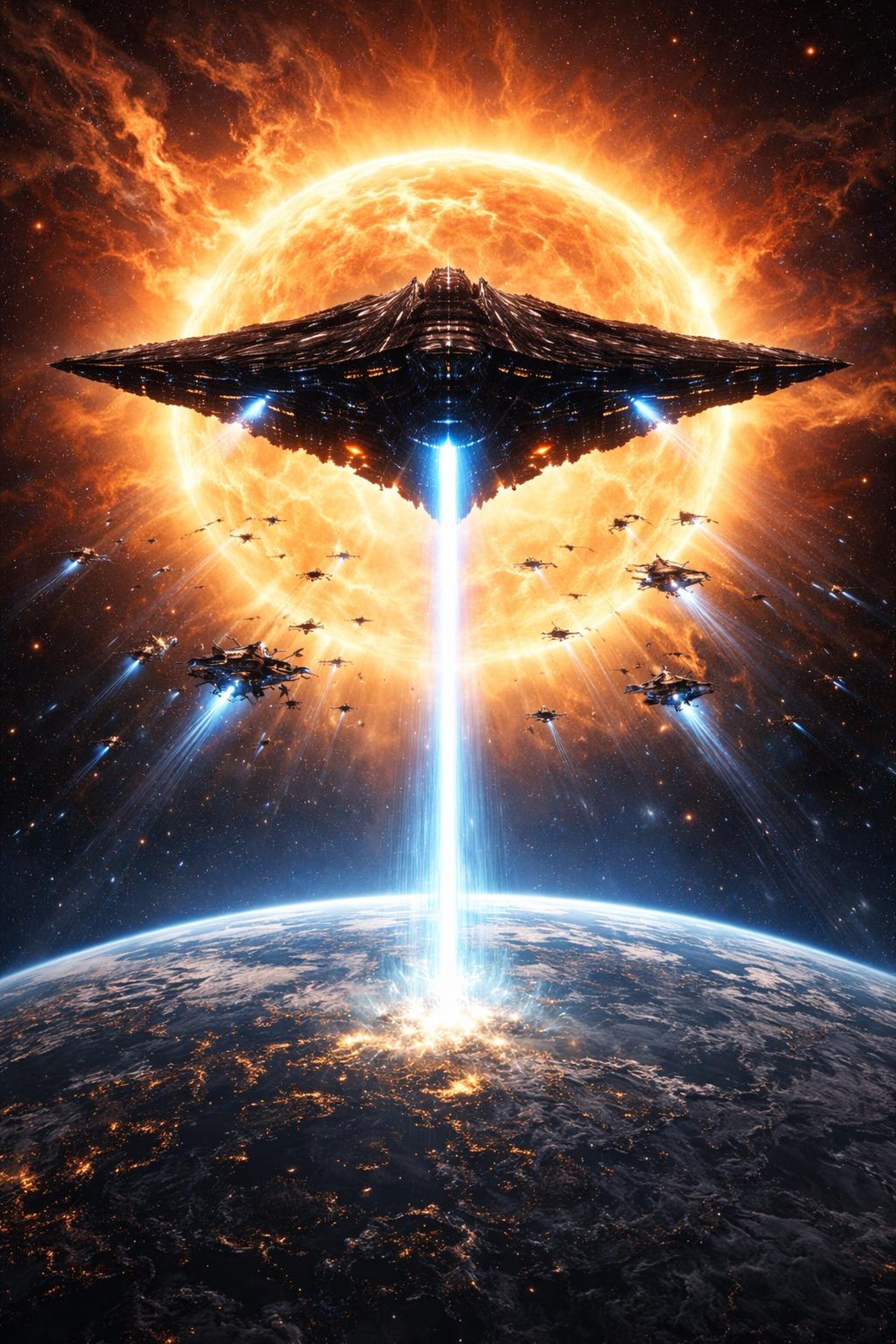 Gigantic Alien Mothership Firing Energy Beam Toward Earth | Epic Sci-fi ...